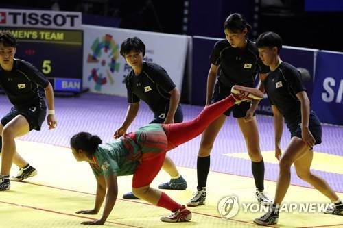 아시안게임 여자 카바디 방글라데시 대파하고도 준결승 좌절