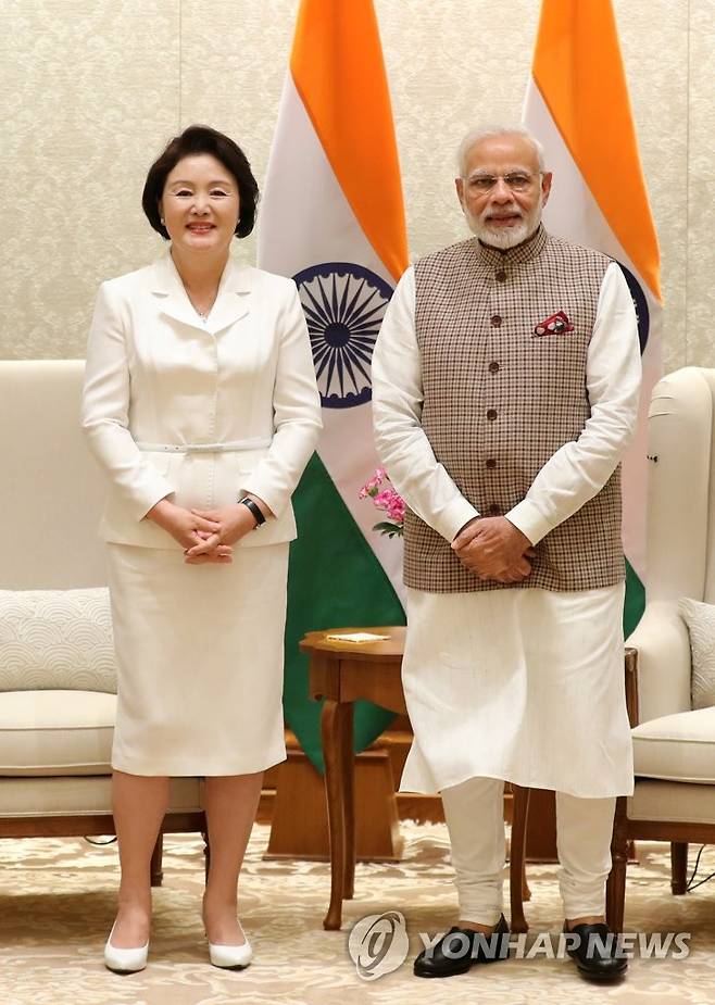 김정숙 여사 모디 인도 총리 면담