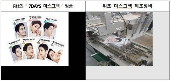 송중기 마스크팩 짝퉁 유통 일당 검거압수품 607만여 점