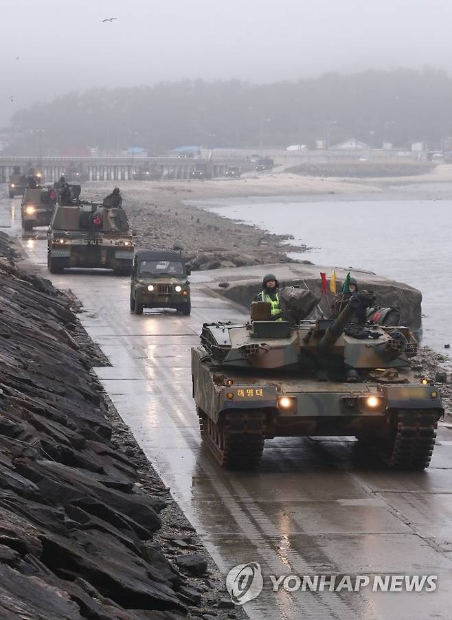 K1E1 전차-K9 자주포 훈련 기동