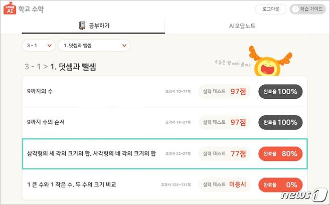웅진씽크빅 학교용 Ai수학개발 무료 제공학습편차 해결한다