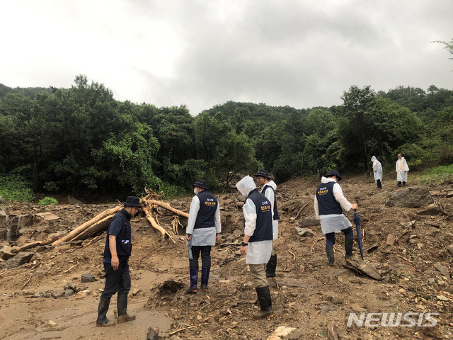 안성 산사태 원인 조사하는 산사태원인조사단