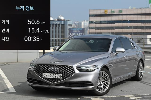 [자유로 연비] 제네시스의 기함 G90 3 3 터보 Awd의 자유로 연비는