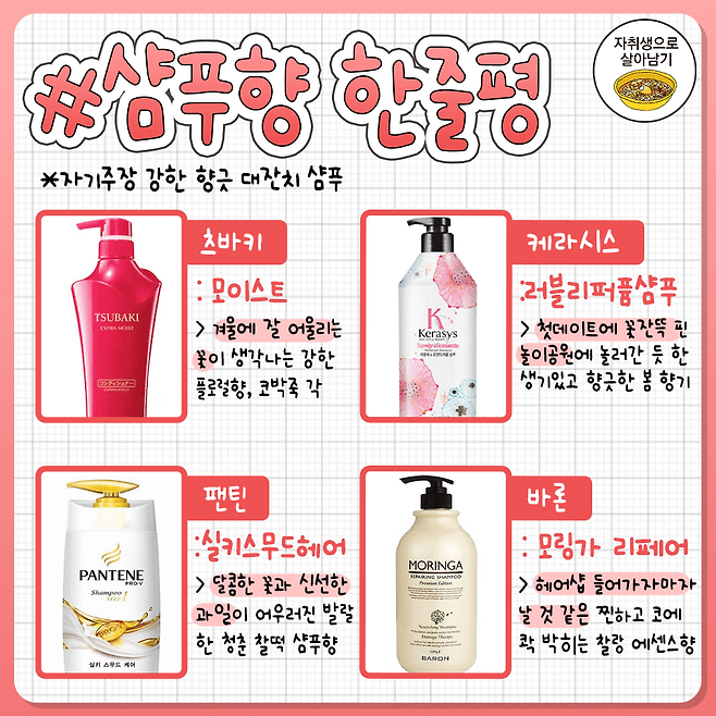 지금까지 맡아본 샴푸향 한줄 총정리 자취생으로 살아남기