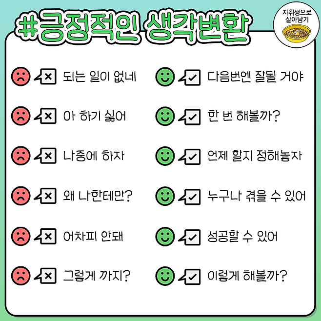 쓰면 쓸수록 마음이 건강해지는 긍정 단어 모음집 자취생으로 살아남기