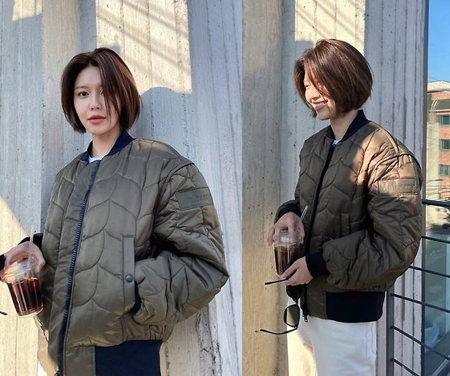 소녀시대 수영 깔깔이가 달라졌어요힙하고 날씬해진 퀼팅 패딩룩 패션엔