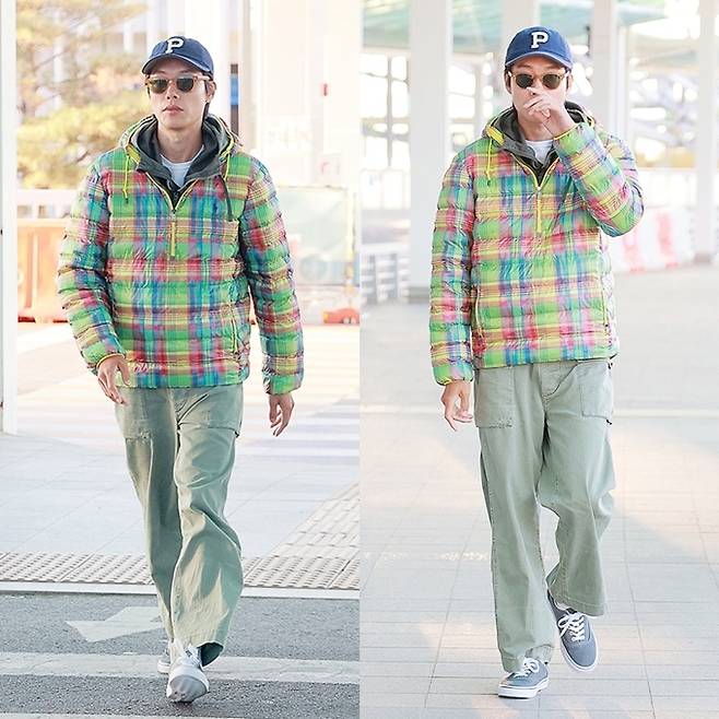 류준열 시드니는 봄 알록달록 플래드 재킷 호주 출국룩 패션엔
