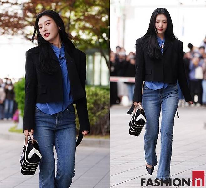 레드벨벳 조이 출근길의 패션인싸 완벽한 비율 환상의 청바지핏 패션엔