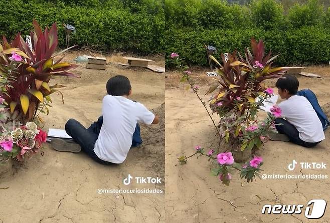 엄마 보고 싶어매일 무덤 찾아가 숙제하는 소년 전세계 울렸다