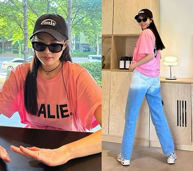 ‘전진 아내 류이서 핑크 티셔츠 하나로 끝 여름 멋쟁이의 꾸안꾸 외출룩 패션엔