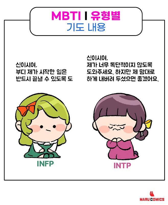 Mbti I유형별 기도 내용 마루코믹스