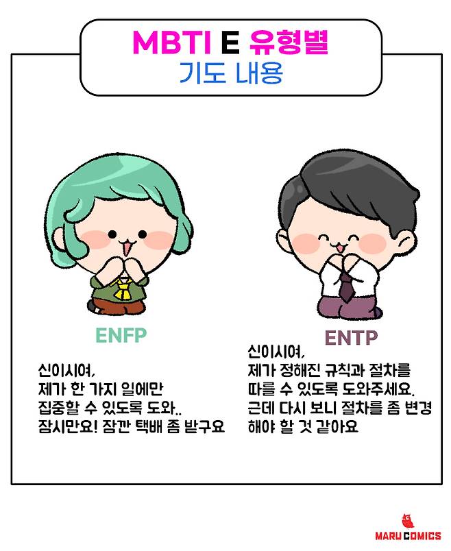 Mbti E 유형별 기도 내용 마루코믹스