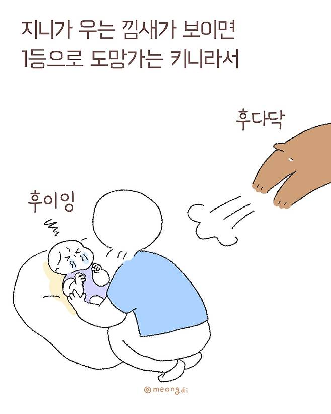 귀 활짝 열고 자는 강아지 키니일기