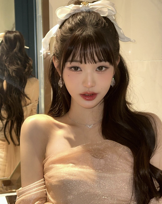 장원영 제니 Pick 발레코어룩 리본 헤어 스타일링 더 케이커