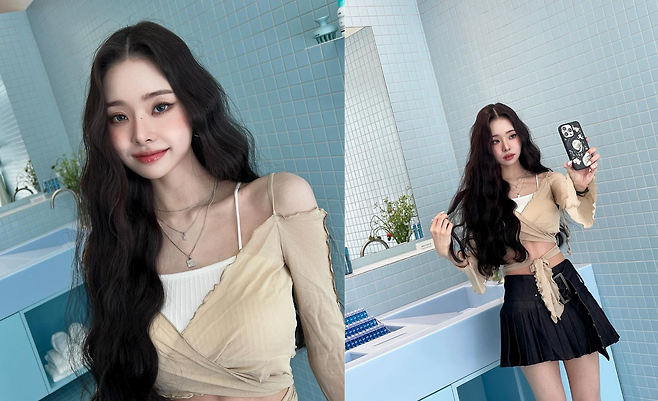 프리지아 인형비주얼 자랑하며 춥지만 괜찮아 미니스커트 볼레로 라이프업