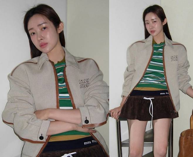 차정원 ‘자유로운 개성 보헤미안 스타일 보머 재킷 벨벳 스커트룩 스타와 패션