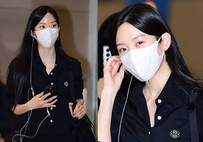 문가영 밀라노 패션퀸→셔츠 여신깔끔한 올블랙 슬랙스 공항패션 스타와 패션