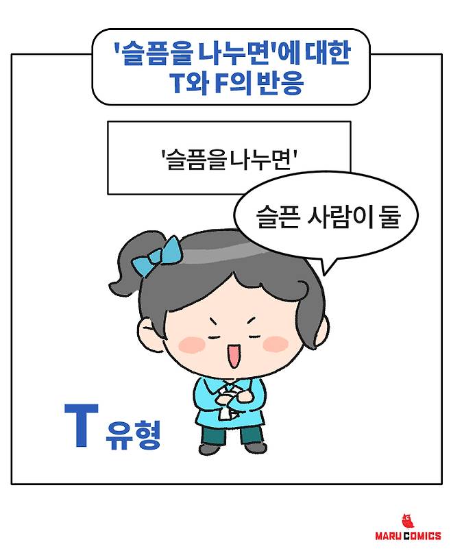 슬픔을 나누면에 대한 T와 F의 반응 마루코믹스