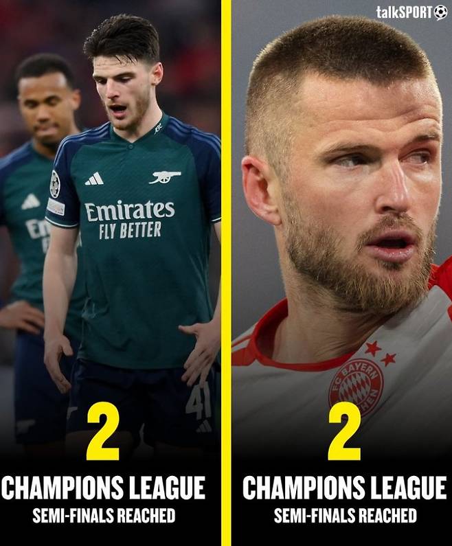 이것이 다이어의 위엄인가...UCL 4강 실패한 아스날, 다이어와 통산 4강 횟수 동률 '굴욕'