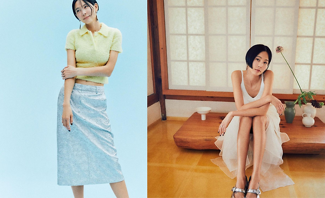 김나영 크롭 카라티와 롱스커트 입고 화사한 여름 코디 라이프 뉴세이
