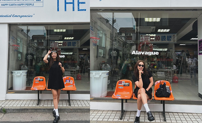 손담비 블랙 미니 원피스와 스웨커 로퍼 신고 성수동 나들이 라이프업
