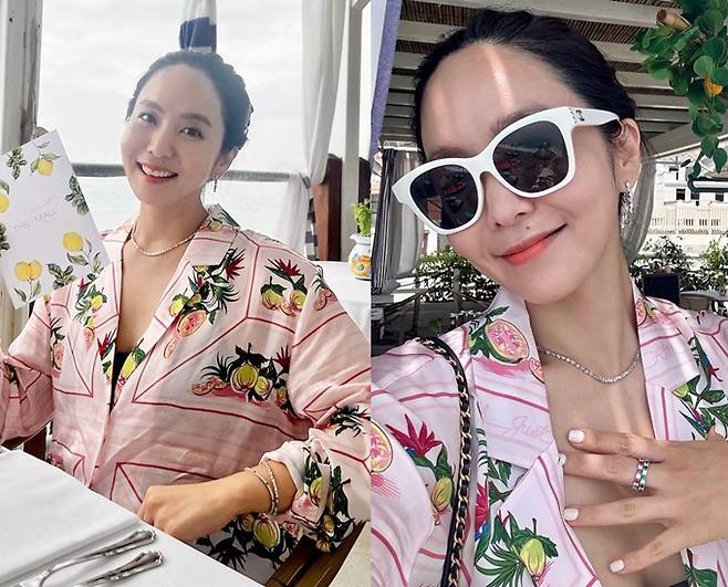 ‘돌싱 박지윤 아나 파자마 입었나 화려한 하와이언 클리비지 핫섬머룩 패션엔