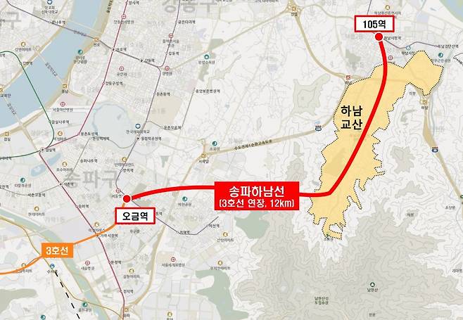 수도권 출퇴근 30분 시대 속도3호선 연장 ‘송파하남선 2032년 개통