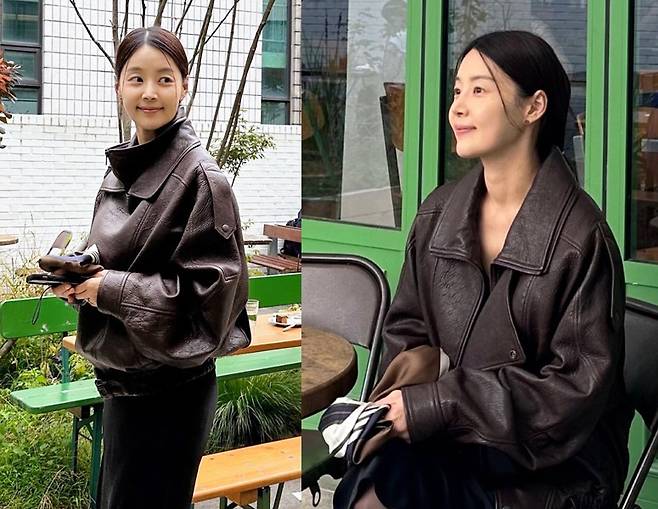 한지혜 육아 잊은 나홀로 카페 가을의 끝자락 만끽하는 힙시크 레더 재킷룩 뷰티는 내운명