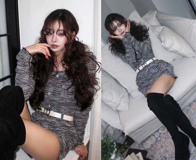 프리지아 한 줌 허리 돋보인 인형 미모 초미니 트위드 쇼츠 점프슈트룩 뷰티는 내운명