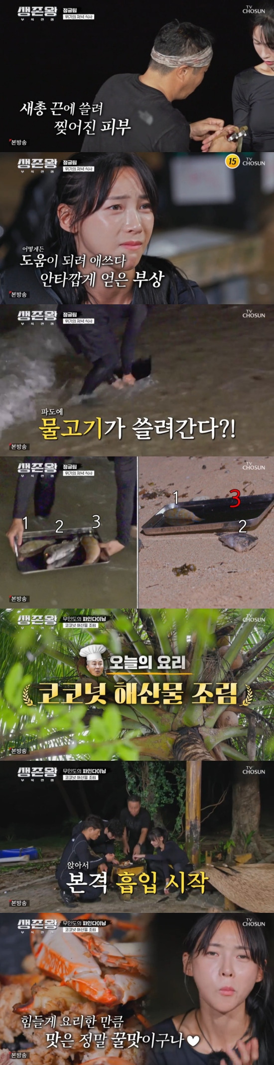 김민지 부상 투혼→김동준 파도에 생선 3마리 잃어정글팀 수난시대 생존왕 종합