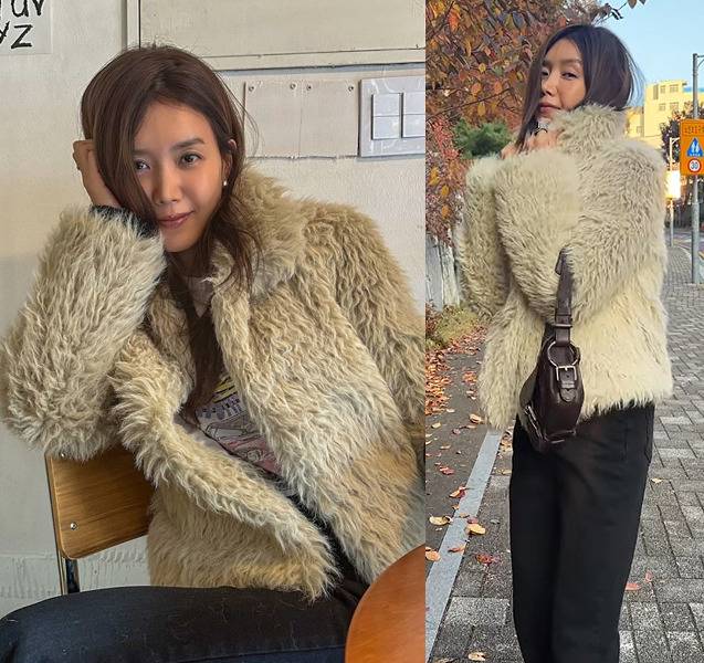 채정안 하루종일 추위 걱정 끝 포근한 양털 코트 겨울 안심 나들이룩 스타와 패션