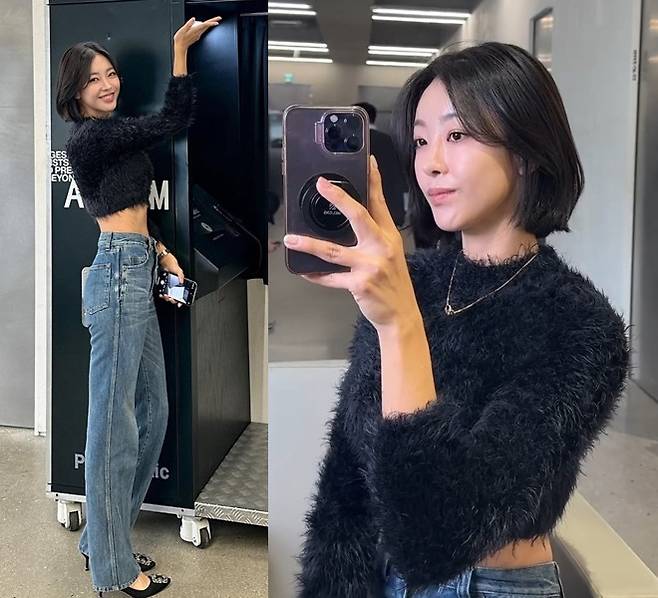 고원희 2년차 새댁 데님 스타일 퀸 잘록 개미허리 뽐낸 핫한 퍼 크롭 니트룩 스타와 패션