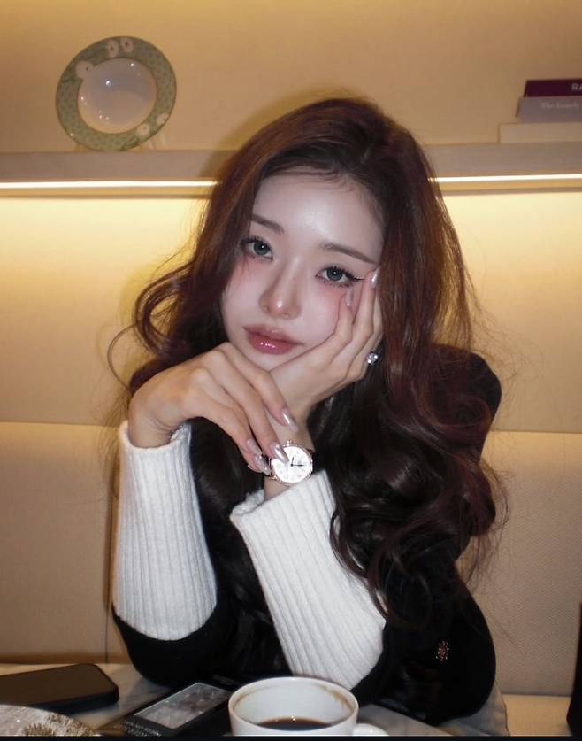 프리지아 에르메스 백 들고 값비싼 외출 세련된 크롭 니트 데님 팬츠룩 뷰티는 내운명