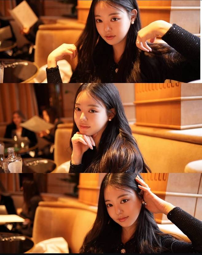 170cm 미스코리아 유시은 파리에서 인형 같은 비주얼 눈부신 트위드 올블랙 셋업룩 뷰티는 내운명