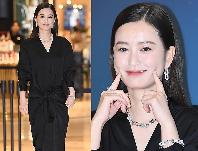 정유미 눈부신 꽃미모 그녀 41세 나이 잊은 초동안 올블랙 매듭 드레스룩 뷰티는 내운명