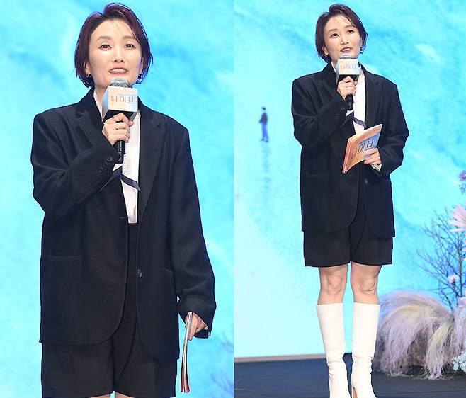 박경림 오늘은 학예회 컨셉 쇼츠에 롱부츠로 어려보이는 오버핏 재킷룩 뷰티는 내운명