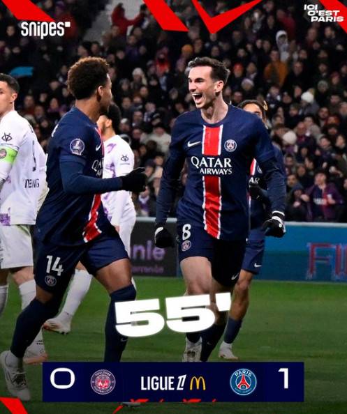역시 킥 장인! 이강인, 환상 코너킥→'루이스 결승골' 기점됐다 '63분 맹활약'... PSG, 툴루즈 1-0 제압 '선두 질주'