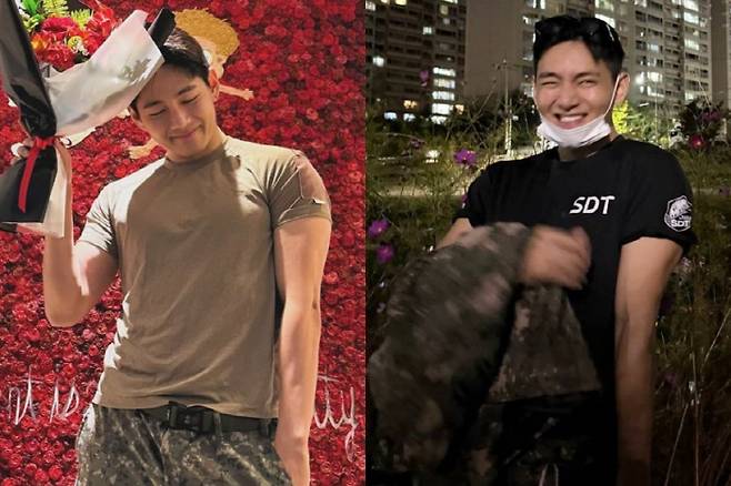 [SCin스타] '24kg 벌크업' 방탄 뷔, 마동석 팔뚝 보이며 생존 신고