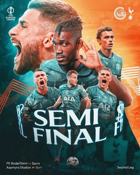 ‘UEL 우승 정조준’ 토트넘, ‘UEL 4강 2차전’ 보되/글림트전 예상 선발 라인업 공개...“손흥민 대신 마티스 텔 출전”