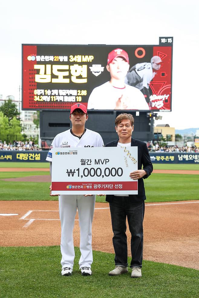 KIA 네일과 김도현, 3~4월 구단 MVP 선정…"김도현은 50만원 기부"