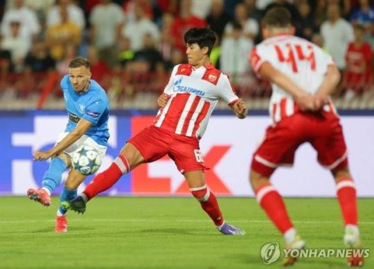 '30초 만에 악몽' 설영우 즈베즈다, UCL PO 1차전 충격패...파포스에 1-2 홈 완패로 본선 진출 빨간불