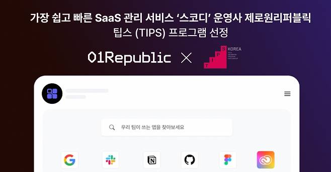 기업 Saas 구독관리 효율화제로원리퍼블릭 중기부 팁스 선정